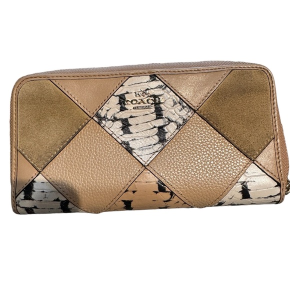 Coach | Bags | Coach Snakeskin And Suede Zippy Wallet | Poshmark
